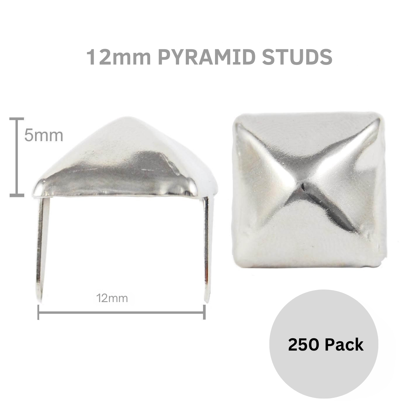 12mm Silver Pyramid Studs – Pack of 250 DIY Clothing | Atomic Cherry