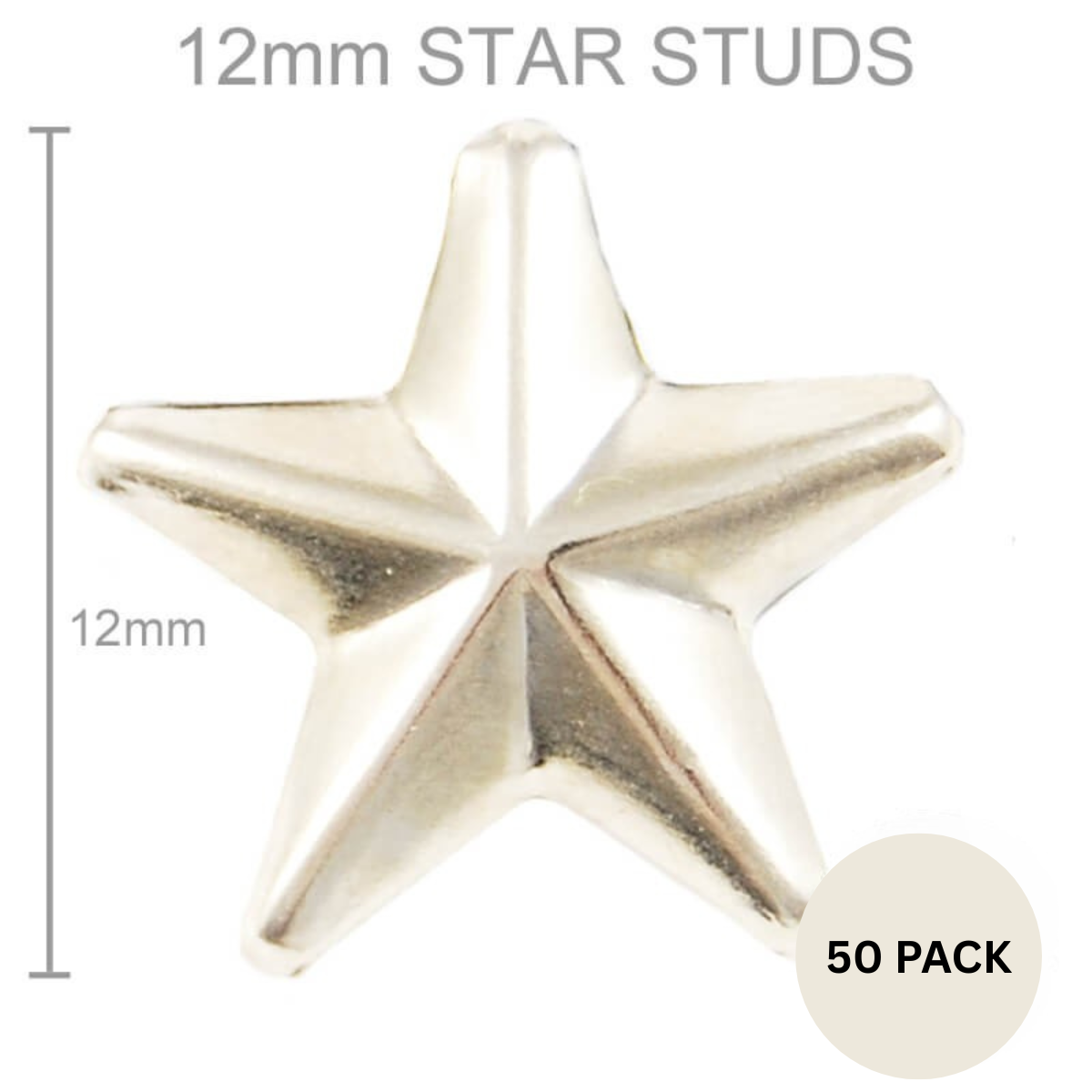 12mm Silver Star Studs – Pack of 50 DIY Clothing | Atomic Cherry