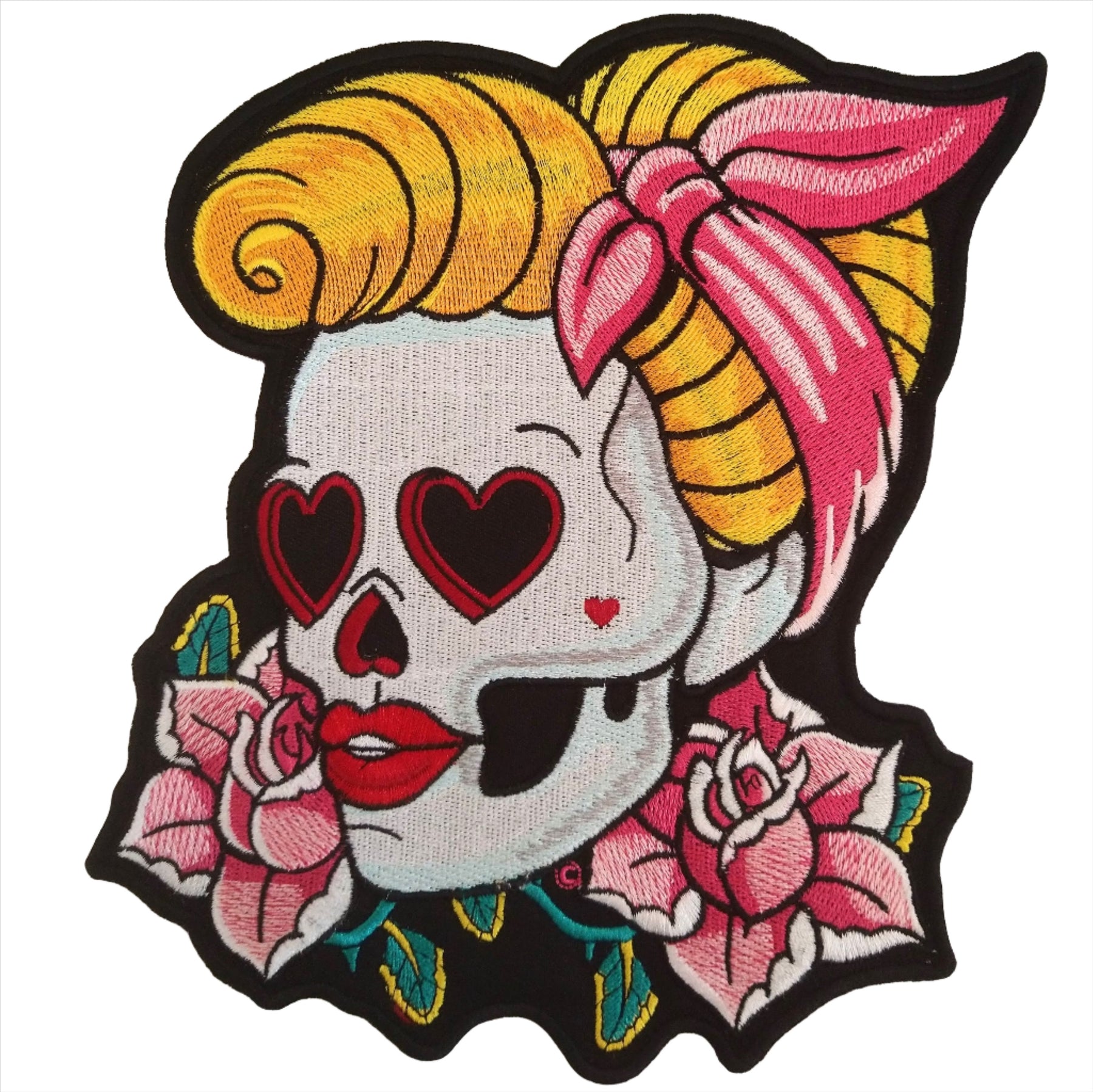 Rockabilly Gal Iron On Back Patch Large Embroidered Tattoo Style Pin Up ...
