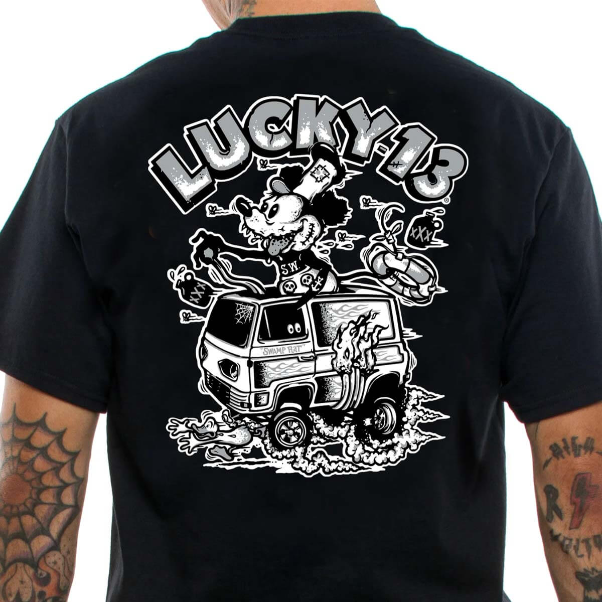 Swamp Rat Rockabilly Hot Rod T-Shirt – Lucky 13 Men's Tee – Atomic Cherry