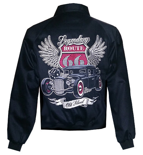 Rocket 88 Embroidered Jacket Route 66 Diamond Lined Retro Vintage Mens ...
