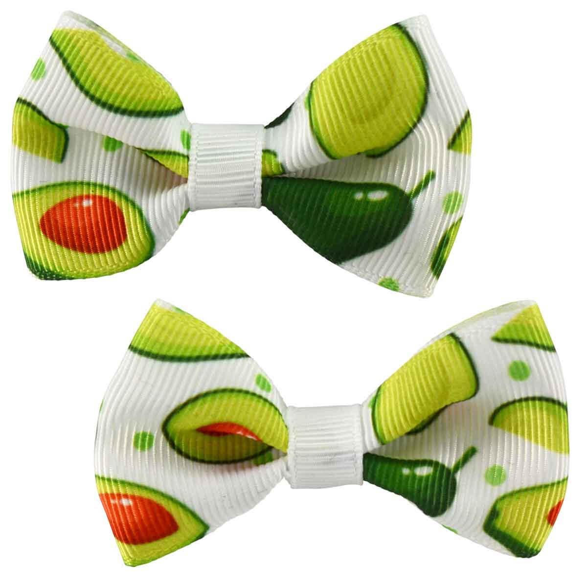 Avocado Hair Clips Grosgrain Bow Green Accessories - Atomic Cherry
